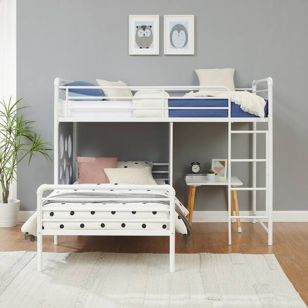Space-saving Modern Twin L-Shaped Bunk Bed Easy To Assemble - Bed Bath ...