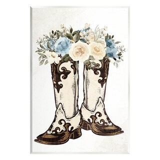 Stupell Cowboy Boot Mixed Flower Bouquet Wall Plaque Art by Kim Allen ...