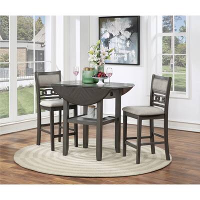 Gia 42-inch Dining Set w/ Drop Leaf Table & 2 Chairs, Gray, by New ...