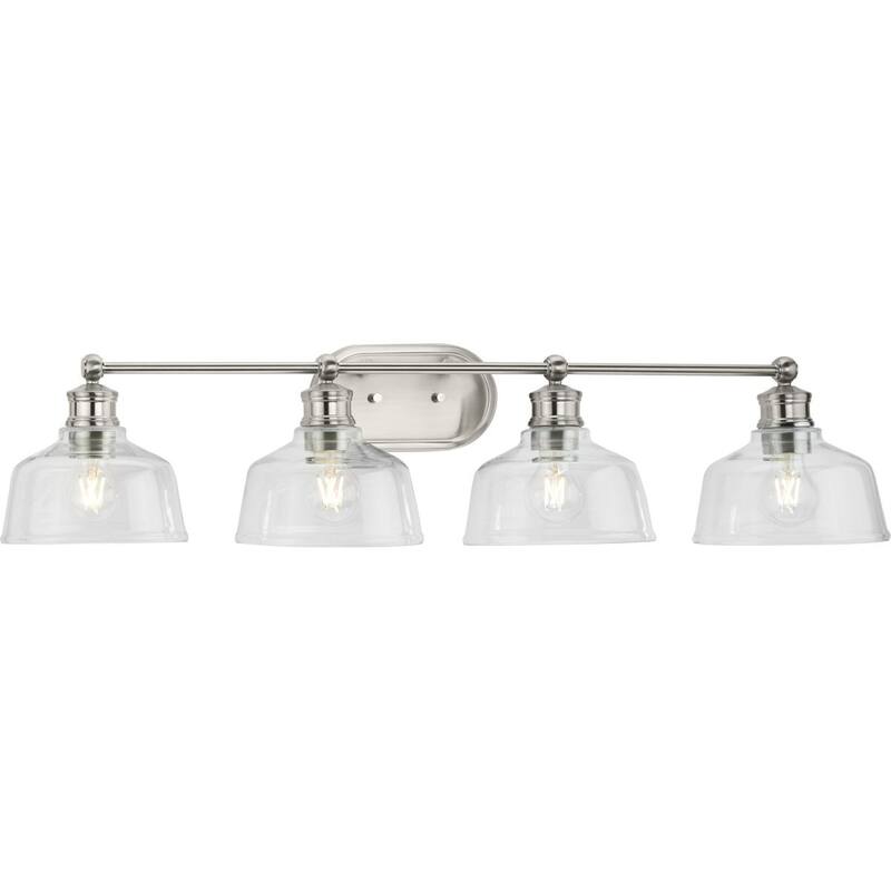 Singleton Collection 4-Light 36 in. Brushed Nickel Vanity Light with ...