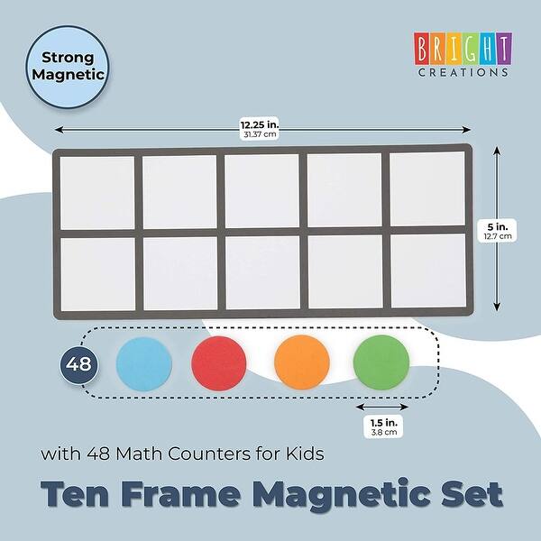 Ten Frame Magnetic Set with 48 Math Counters for Kids (4 Pack) - Bed ...
