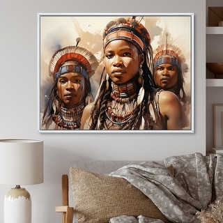 Designart "African Zulu Dancers II" African Framed Wall Decor - Bed ...