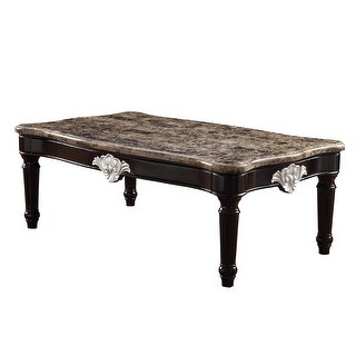 Rectangular Marble Top Coffee Table in Black Finish - Bed Bath & Beyond ...