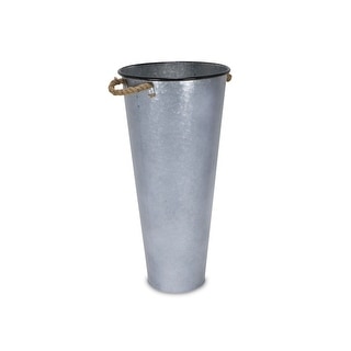 27.5" Gray French Bucket Planter with Side Swinging 2 Rope Handles ...