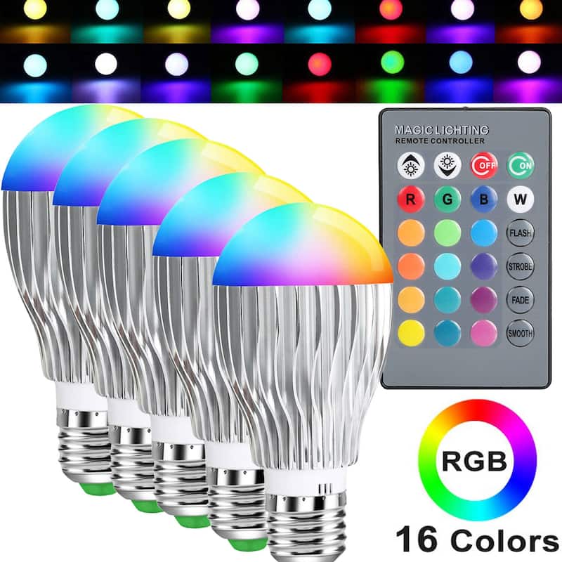 E27 9W RGB LED Bulb with Remote Control - Bed Bath & Beyond - 40178331