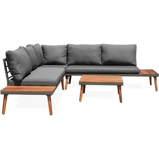 Howtai Patio Corner Sofa Set for 5 with Table - 9' x 12' - Bed Bath ...