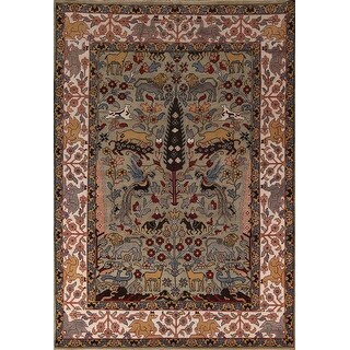 Hunting Animals Design Ziegler Indian Rug Hand-Knotted Wool Carpet - 8 ...