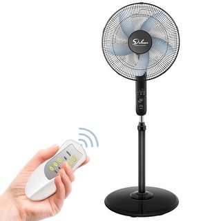 Adjustable 3 Speed Black Pedestal Stand Fan with Remote Control - Bed ...