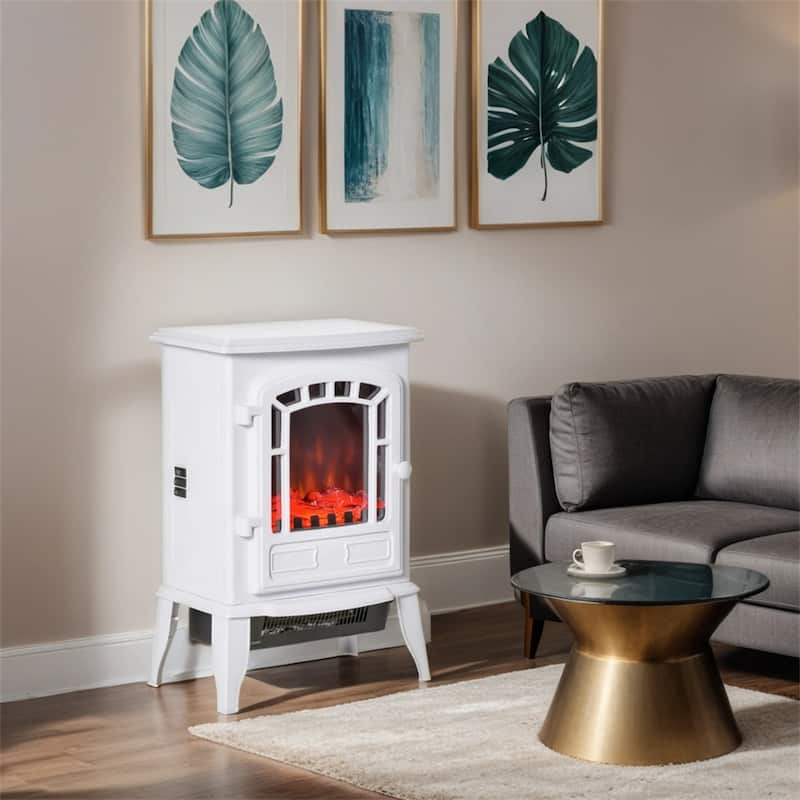 Free standing Electric Fireplace Stove,Fire Heater w/Realistic Flame ...