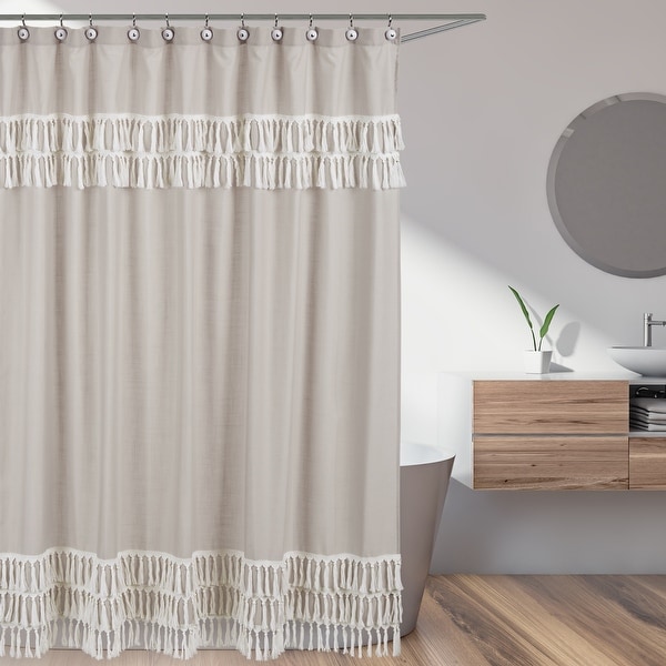 Fringe shower curtain store
