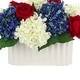 Red, White and Blue Hydrangea and Rose Arrangement in Pleated Vase ...