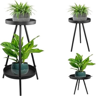 Indoor 2 Tier Adjustable Black Metal Plant - Bed Bath & Beyond - 39869144