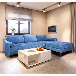 Denim Blue Polyester Fabric Sectional Sofa - Bed Bath & Beyond - 37403947
