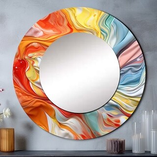 Designart "Orange and Blue Layers Of Emotion" Abstract Large Round ...