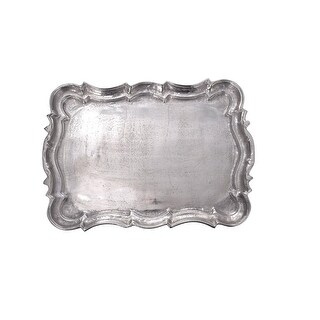 Cast Aluminum Rectangular Baroque Tray, Raw Nickel - NICKEL - Bed Bath ...