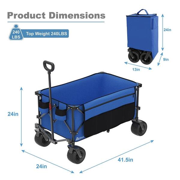 Folding Collapsible Wagon,Large Capacity Outdoor Wagons Carts Foldable ...