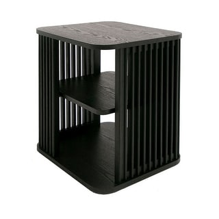 19-Inch Side Table with 3 Shelves Modern Vertical Slats and Black Ash ...