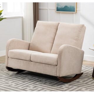 Modern Double Rocking Chair,Upholstered Oversized Glider Rocker,Beige ...