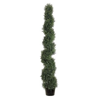 6' Artificial Spiral Cedar Topiary with Black Pot - Bed Bath & Beyond ...