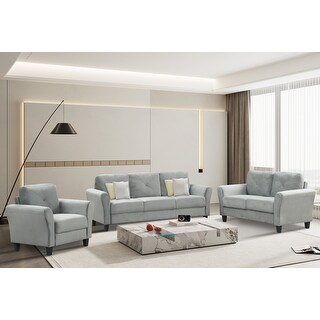 3 Piece Sofa Sets, Mid Century Modern Living Room Upholstered Couch Set ...