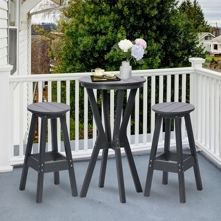 Aoodor 3-Piece Bar Table Set, Bar Height Table with 2 Bar Stools, Small ...