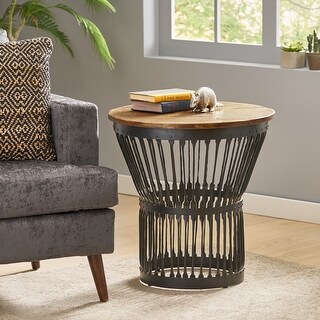 Tapered Side Table Round Coffee Table Cage Frame Base Accent End Table ...