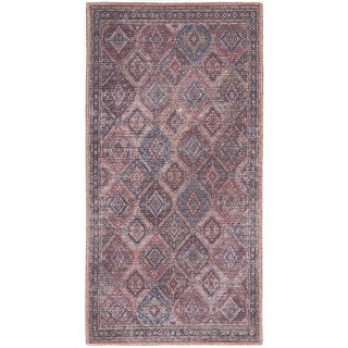 2' X 4' Maroon Oriental Power Loom Distressed Washable Area Rug - 3'6 ...