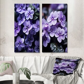 Designart "Violets Whispering Photo" Violets Wall Art Set Of 2 Purple ...