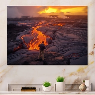 Designart "Hawaiian Volcano Landscape I" Hawaii Metal Wall Art Living ...