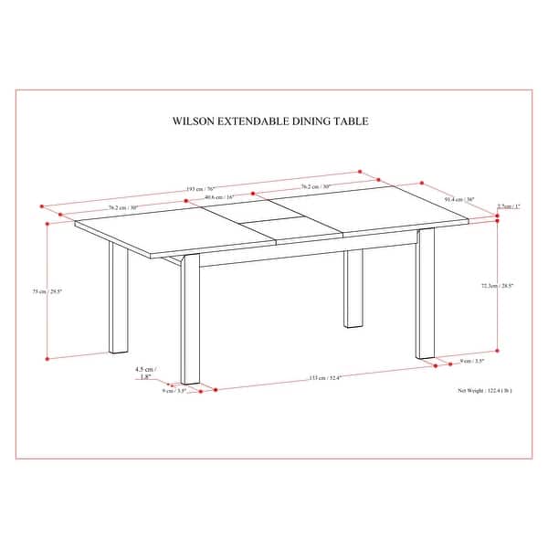 WyndenHall Saige 76x36 inch Extendable Dining Table - 76 inches wide ...