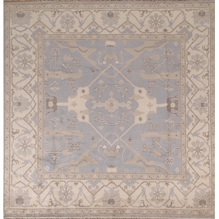 Muted Blue Oushak Square Area Rug Handmade Wool Carpet - 8'2"x 8'1 ...