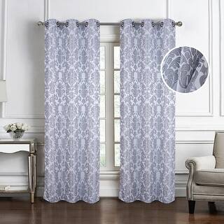 Baylor Woven Damask Window Curtain Panel Pair - Bed Bath & Beyond ...