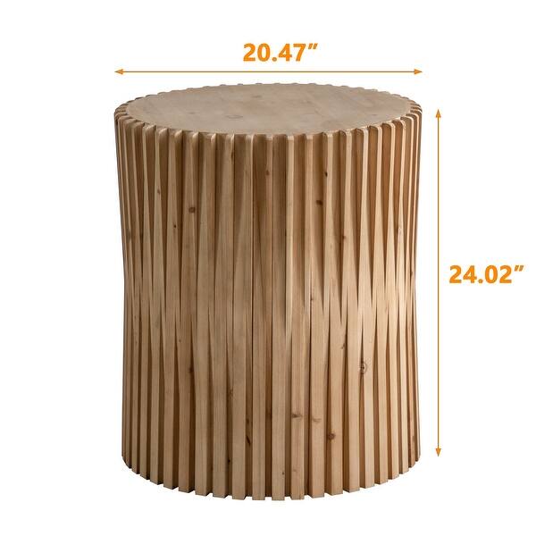 Cylindrical Coffee Table with Vertical Texture Relief Design - Bed Bath ...