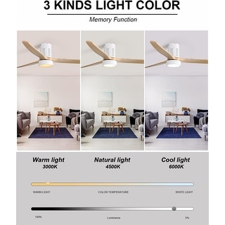 Modern Recessed Ceiling Fan Light with 3 Color Adjustable Lighting and ...