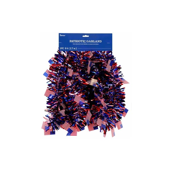 Darice Garland Tinsel w/Flag 9ft - Bed Bath & Beyond - 29937594