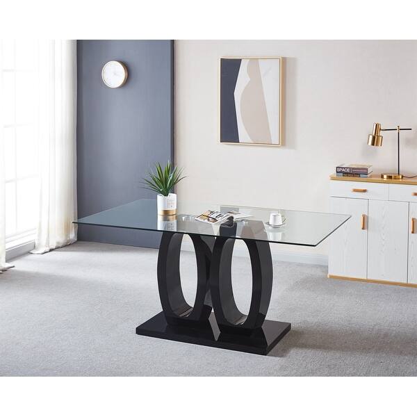 Tempered Glass Top Double Pedestal Dining Table - Bed Bath & Beyond ...