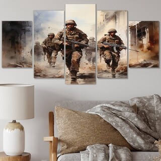 Designart "Us Military In Mission II" Army Multipanel Canvas Print set ...
