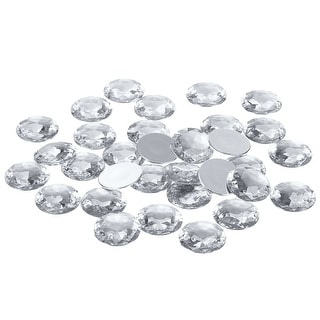 30mm Flat Back Round Acrylic Rhinestones, 50 Pack Plastic Circle Gems ...