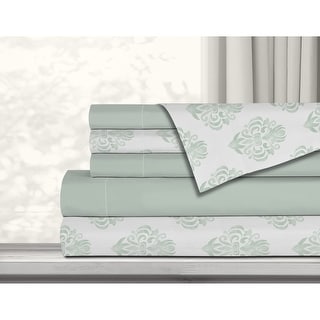 Antibacterial Printed Solid 6 Piece Double Sage Sheet Set - Bed Bath ...