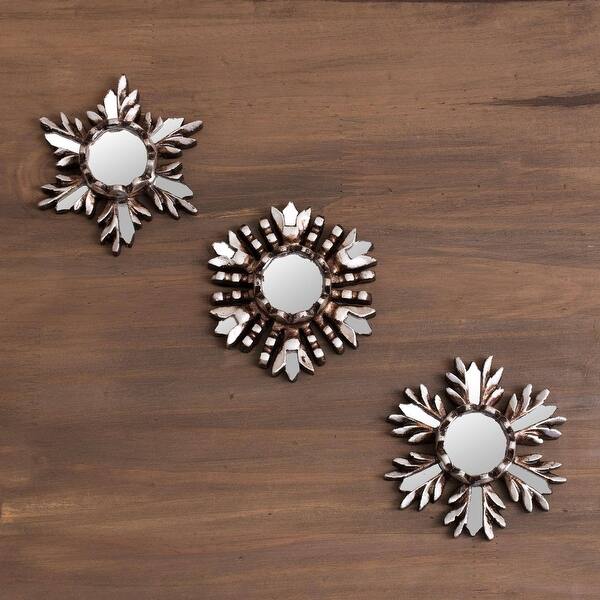 Handmade Snowflake Reflection Aluminum Mirrors, Set of 3 (Peru) - 3.9 ...