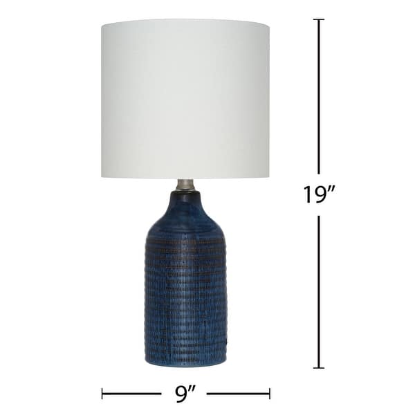 18" Navy Blue Reactive Glaze Ceramic Table Lamp, LED Bulb Included ...
