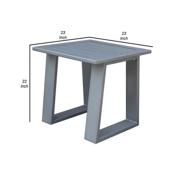 23 Inch Outdoor End Table, Aluminum, Square Plank Top - 23L x 23W x 22H ...