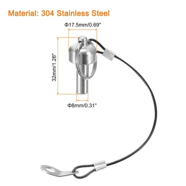 304 Stainless Steel Ball Locking Pins with Push Ring and 14cm Rope ...