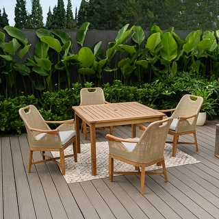 Cambridge Casual Sydney 5-piece Teak Outdoor Wicker Dining Set - Bed ...
