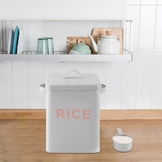 6L Metal Rice Storage Container Squre Rice Canister with Lid - 7.28*6 ...