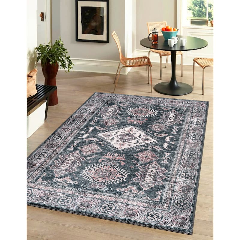 Vintage Oriental Machine Washable Non Slip Area Rugs for Living Room ...