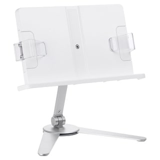 Metal Book Stand with 360° Rotating Base Page Clips for Textbook Tablet ...