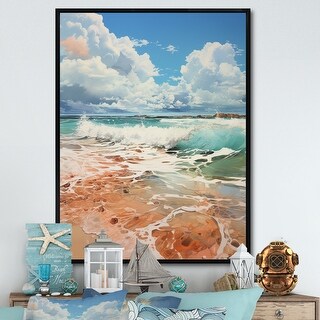 Designart "Minimalism Beach Landscape II" Beach Framed Wall Decor - Bed ...