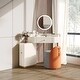 Sintered Stone Dressing Table & Stool with 2 Drawers and LED Mirror ...