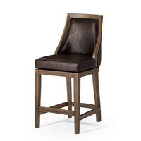 Maven Lane Vienna Counter Stool, Walnut Finish w/ Marksman Saddle Vegan ...